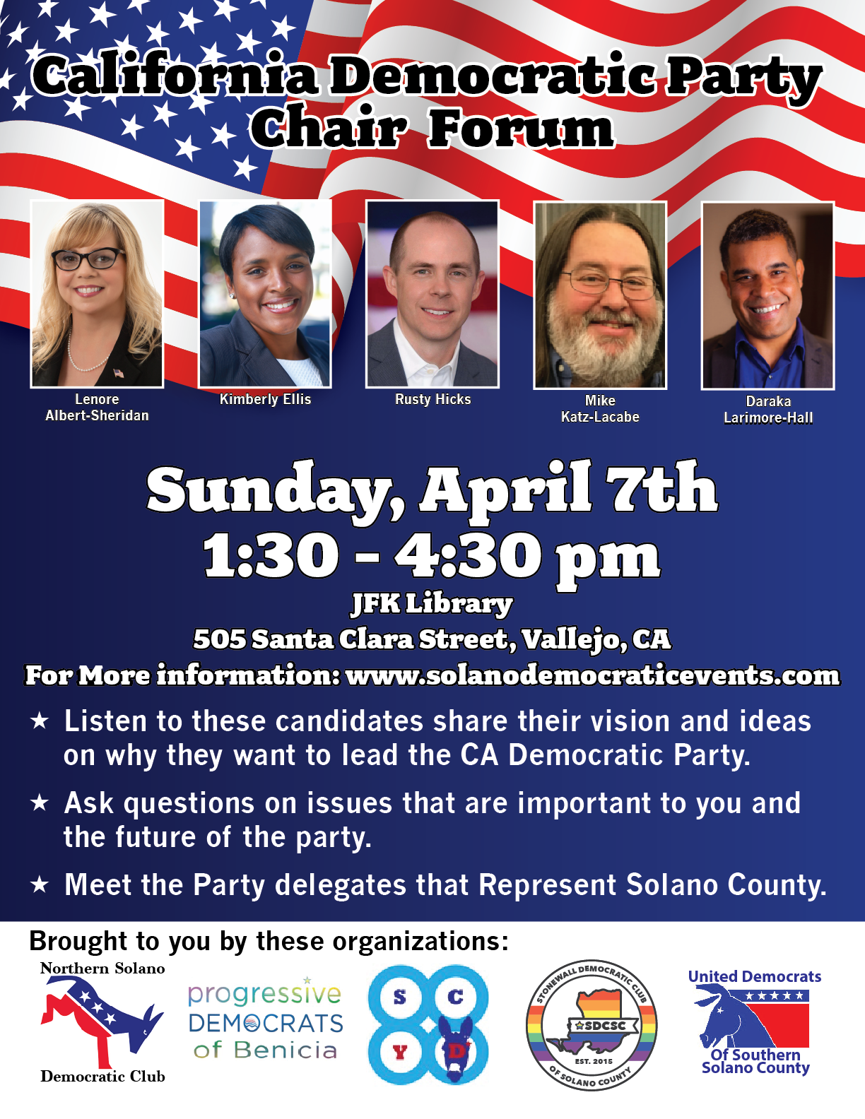 Local Forum with five candidates running for chair of the CA Dem party ...